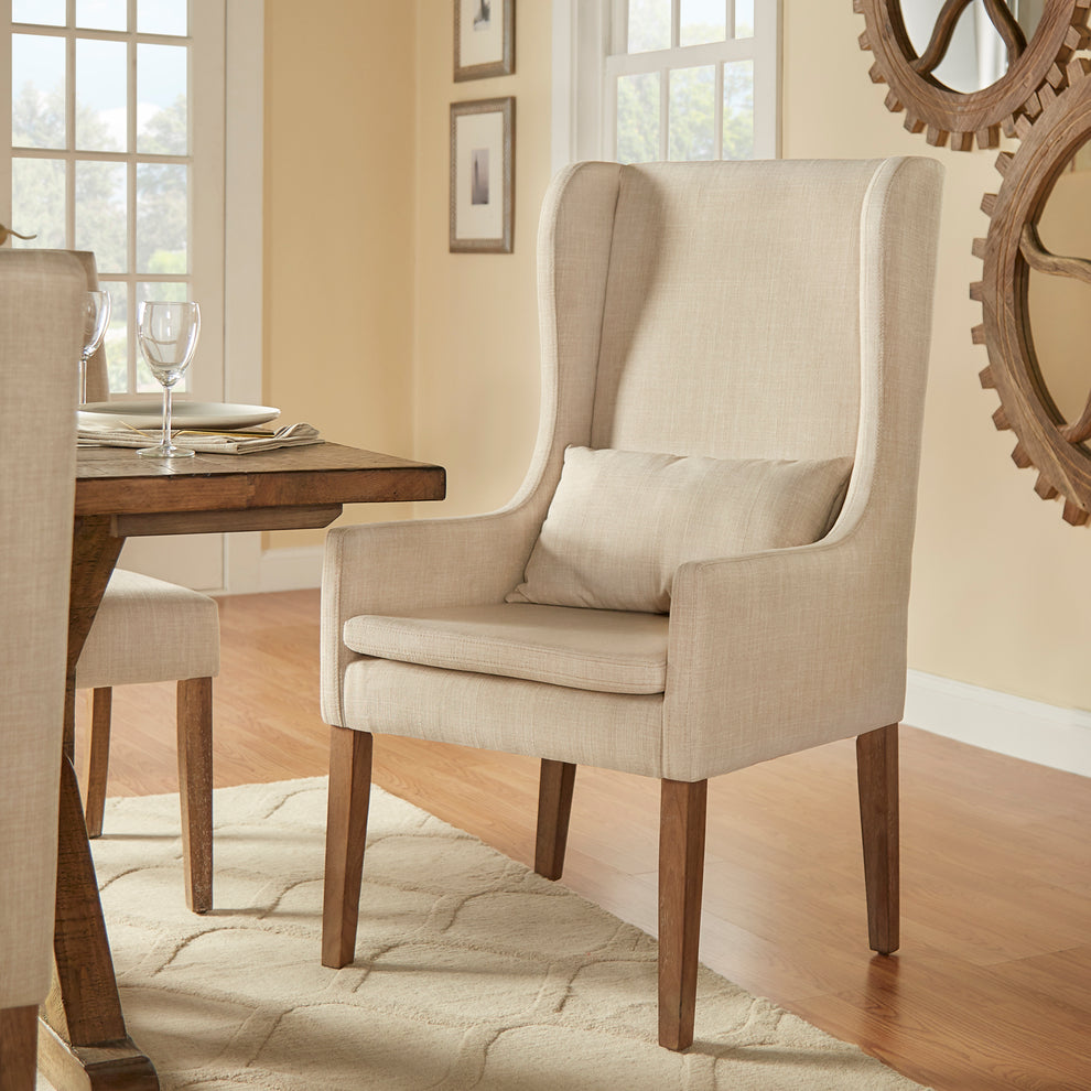 Slipcovered Wingback Parson Chair - Beige, No Slipcover by iNSPIRE Q ...