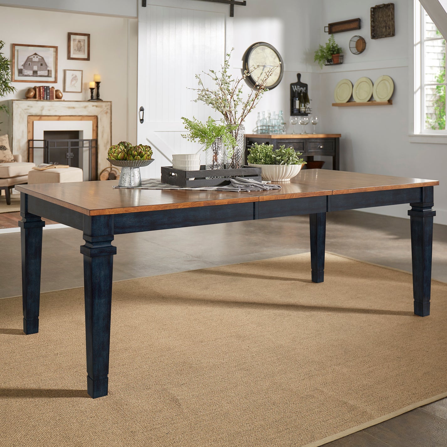 Solid Wood 64-82" Extendable Dining Table - Antique Denim by iNSPIRE Q ...