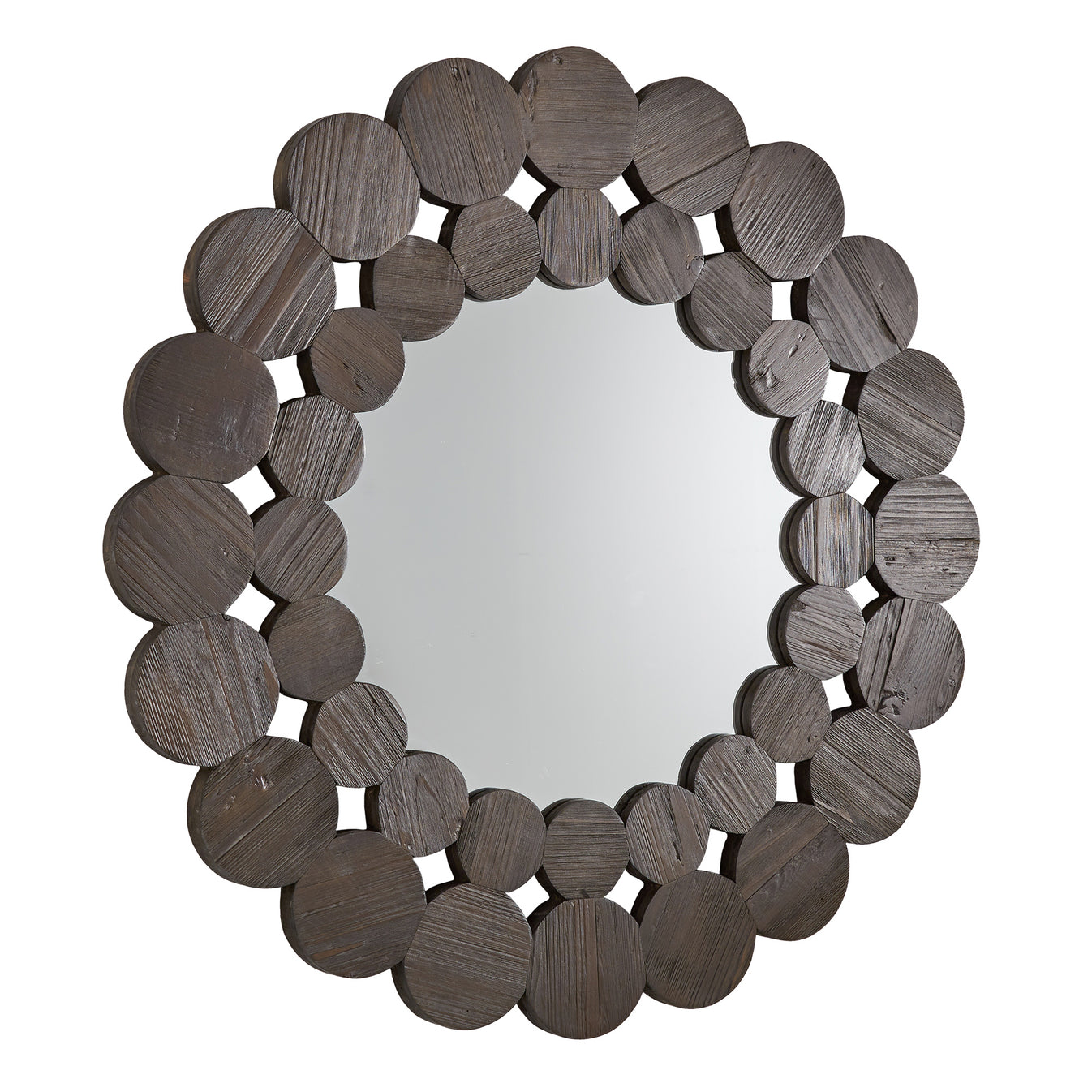 Dark Brown Reclaimed Wood Round Wall Mirror - Large by iNSPIRE Q ...