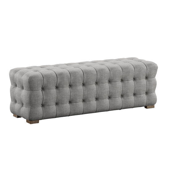 Linen Fabric Tufted Bench - Grey by iNSPIRE Q Artisan – iNSPIRE Q Home