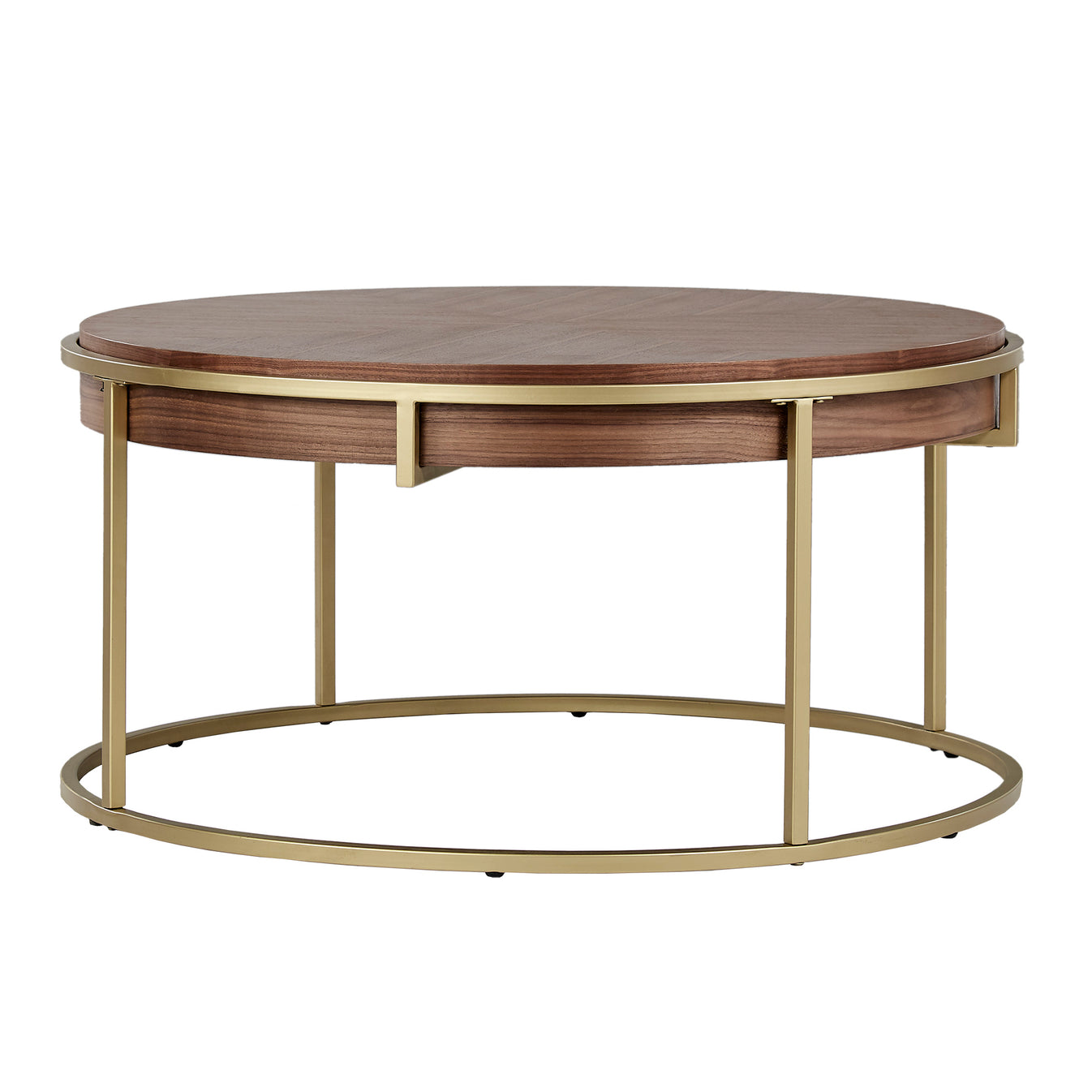 Round Table with Metal Base - Natural Finish, Coffee Table by iNSPIRE Q ...