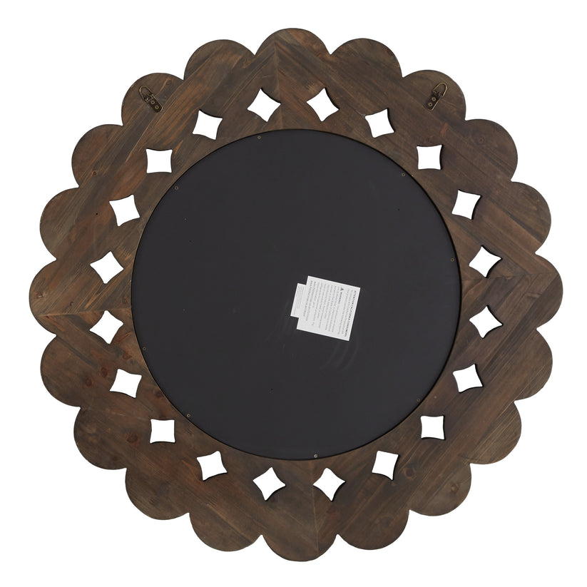 Dark Brown Reclaimed Wood Round Wall Mirror - Large by iNSPIRE Q ...