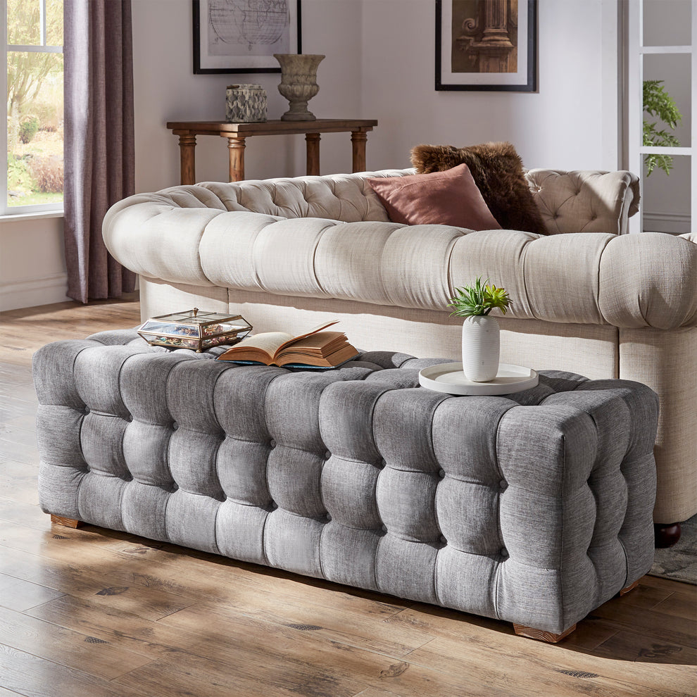 Linen Fabric Tufted Bench - Grey by iNSPIRE Q Artisan – iNSPIRE Q Home