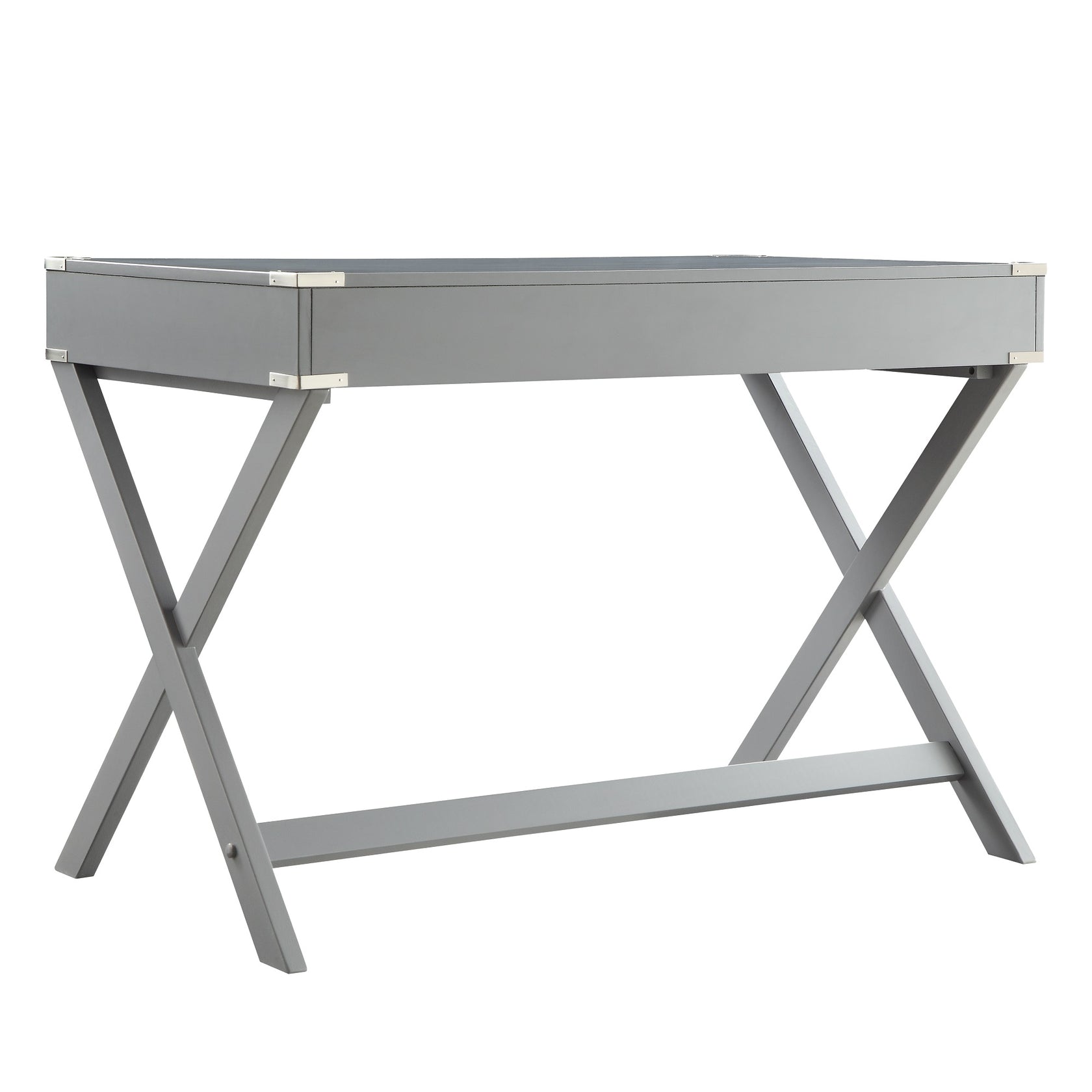X-Base Wood Accent Campaign Writing Desk - Grey by iNSPIRE Q Modern ...