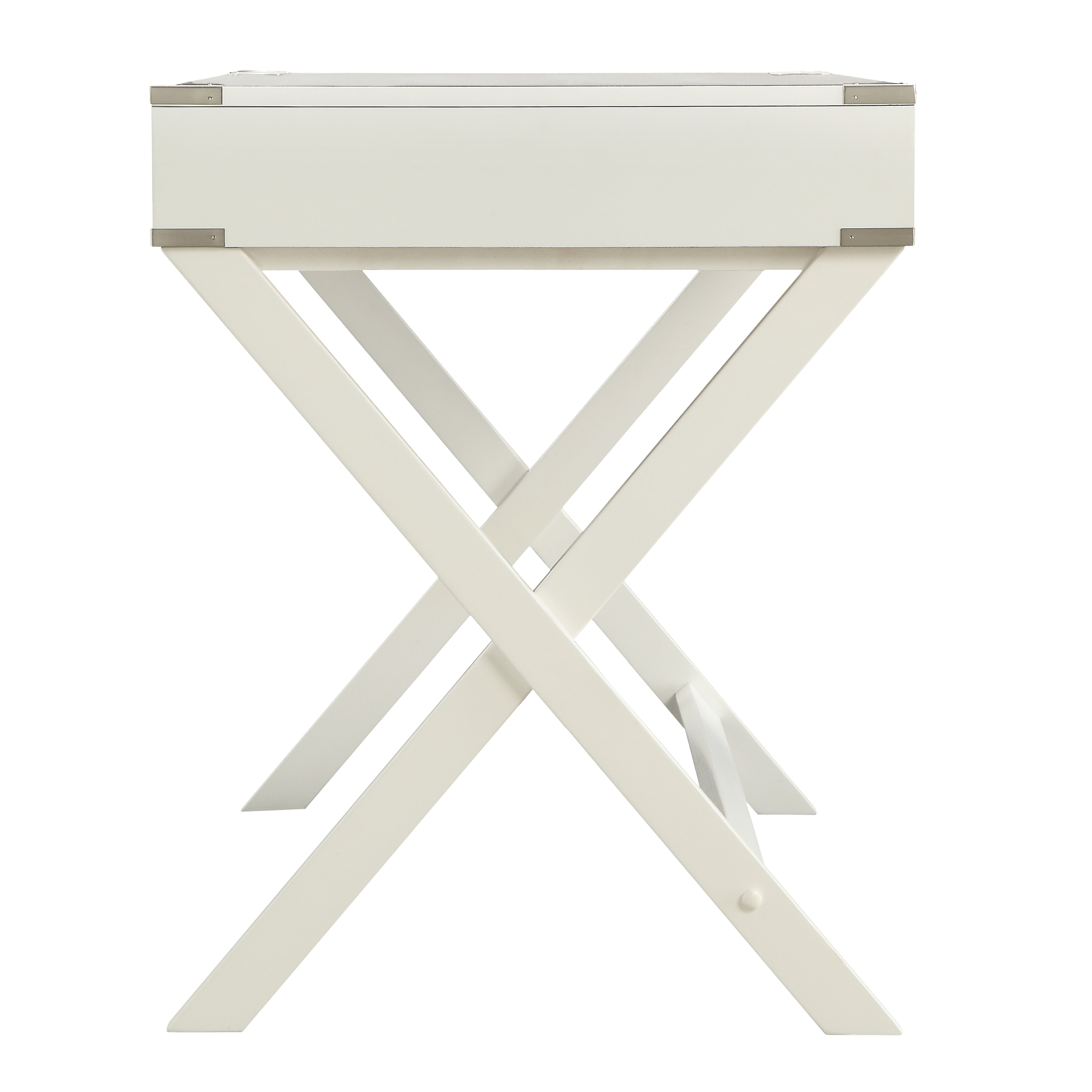 X-Base Wood Accent Campaign Writing Desk - White by iNSPIRE Q Modern ...