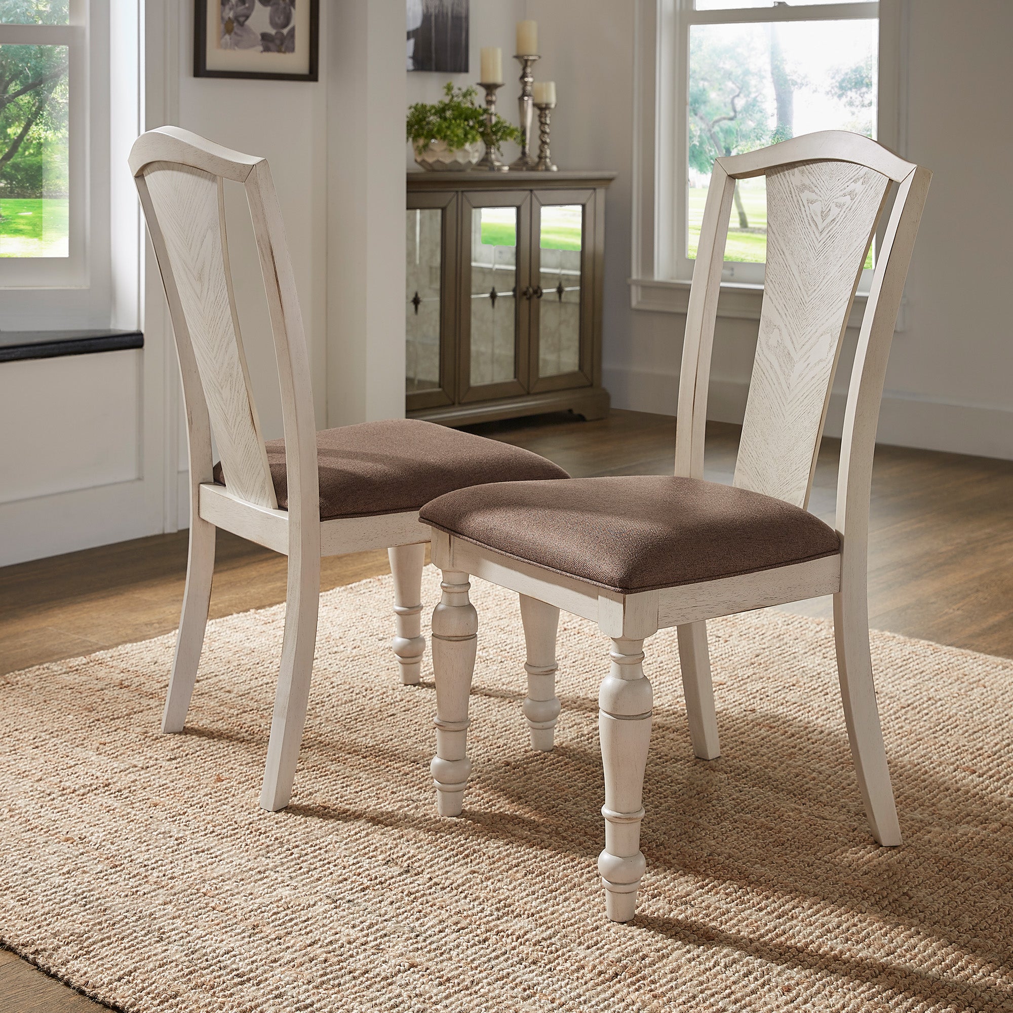 White Fabric Dining Room Chairs