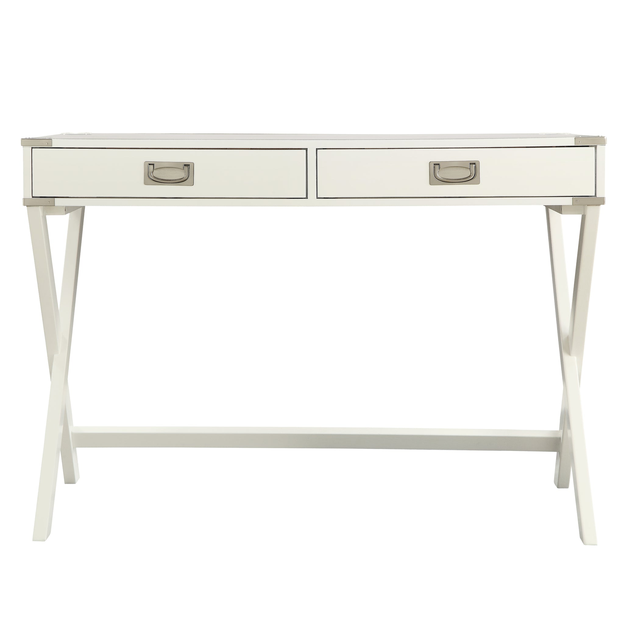 X-Base Wood Accent Campaign Writing Desk - White by iNSPIRE Q Modern ...