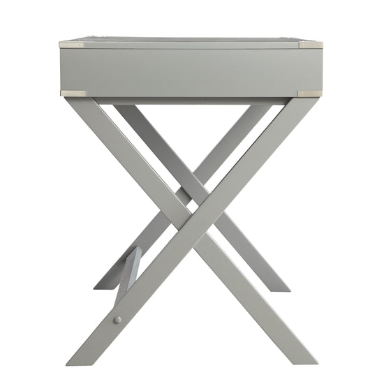 X-Base Wood Accent Campaign Writing Desk - Grey by iNSPIRE Q Modern ...