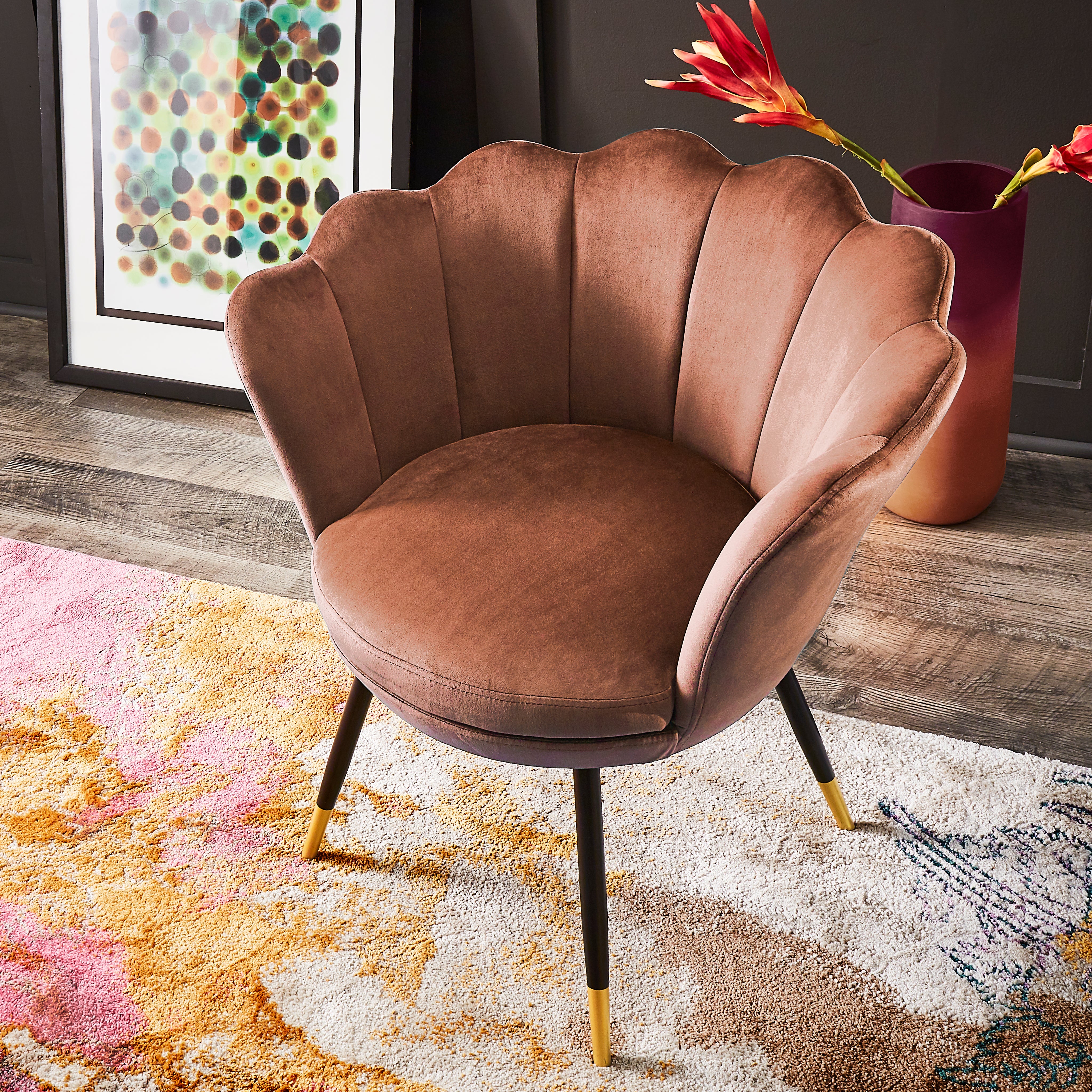 Black and Gold Metal Leg Velvet Seashell Accent Chairs (Set of 2 ...